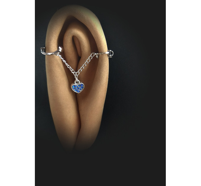 Heart Clitoral Jewellery Faux Piercing With Chain And Heart Non